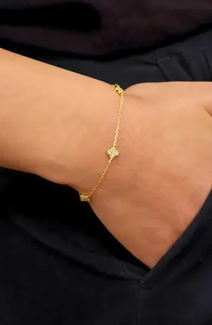 Argento Vivo Clover Cubic Zirconia Slider Bracelet