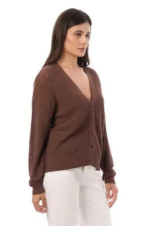 Equipment Leopard V-neck Cardigan - Nutshell