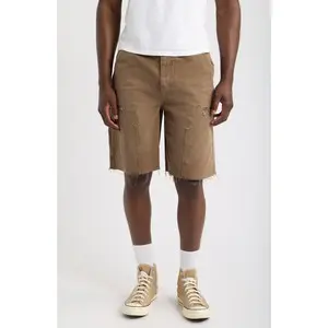ELWOOD Ripped Carpenter Denim Shorts - Brown