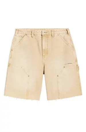 ELWOOD Ripped Carpenter Denim Shorts - Khaki