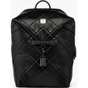 Mcm Aren Backpack In Diamond Quilted Leather - Black