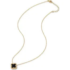 Argento Vivo Black Onyx Clover Pendant Necklace - Gold