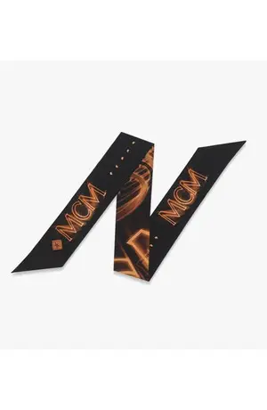 Mcm M50 Logo Petite Silk Scarf - Black