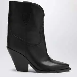 Isabel Marant Étoile Leyane Cowboy Boots In Glossy Calf Leather - Black