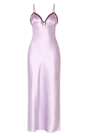 NIA Camille Satin Midi Slipdress With Ruffled Bust