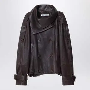 Acne Studios Cropped Leather Trench Coat - Brown