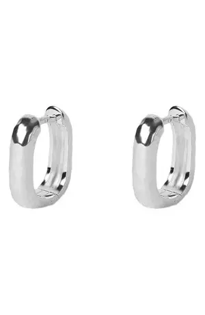 Argento Vivo Hammered Oval Huggie Hoop Earrings - Silver