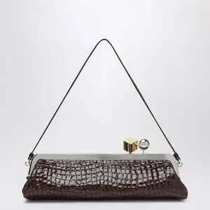 Jacquemus La Pochette Salon Pouch In Crocodile-embossed Leather - Brown