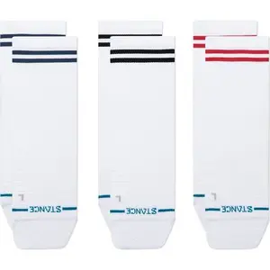 Stance Lined Up Performance Assorted 3-pack Mid Quarter Socks - White
