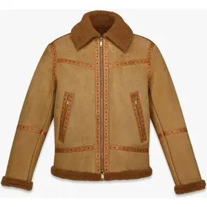 Mcm Jacket In Suede Shearling And Monogram Print Leather