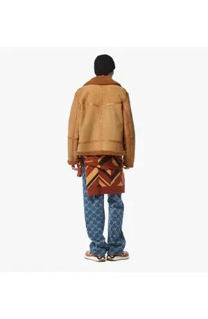 Mcm Jacket In Suede Shearling And Monogram Print Leather