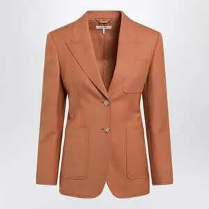 Chloé Single-breasted Jacket In Wool Gabardine - Yellow