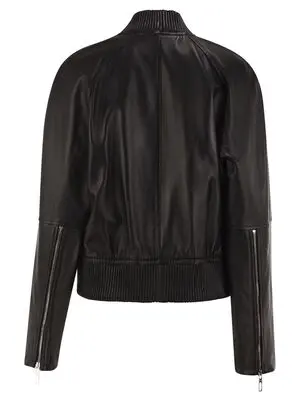 Sportmax Amour Lambskin Leather Bomber Jacket - Black