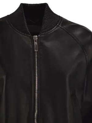 Sportmax Amour Lambskin Leather Bomber Jacket - Black