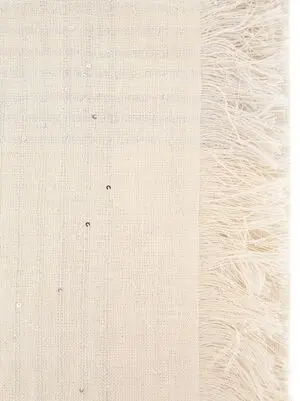 Peserico Virgin Wool Scarf With Check Pattern, Sequins And Lurex Details - Cream