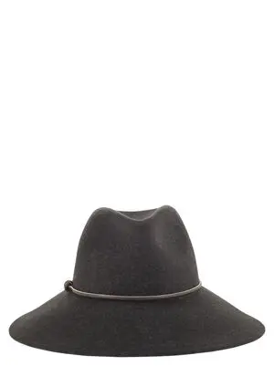 Peserico Wool Felt Hat With Leather Trim And Metal Cord Detail - Multicolor