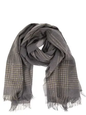 PESERICO Peserico Women Virgin Wool Scarf With Check Pattern, Sequins And Lurex Details