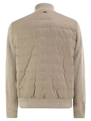 Herno Quilted Knit And Fabric Jacket With High Collar