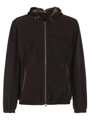 Herno HERNO Suede Goatskin Hooded Jacket Brown