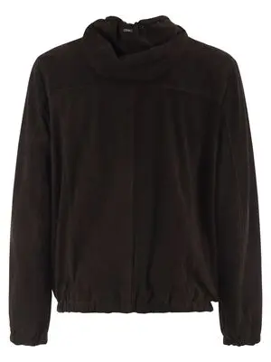 Herno Suede Goatskin Hooded Jacket - Brown