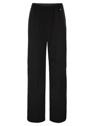 Herno Wide-leg Flannel-effect Trousers With Elasticated Waistband - Black