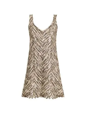 Brunello Cucinelli Chevron Sequin Embellished Dress - Multicolor