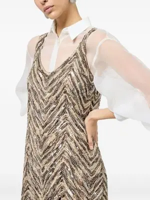 Brunello Cucinelli Chevron Sequin Embellished Dress - Multicolor