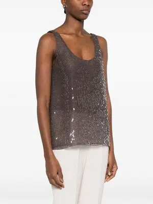 Brunello Cucinelli Sleeveless Embellished Scoop Neck Top
