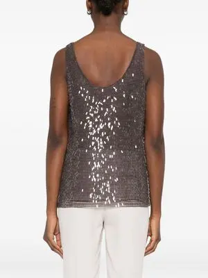Brunello Cucinelli Sleeveless Embellished Scoop Neck Top