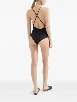 Brunello Cucinelli V-neck Criss-cross Strap One-piece Swimsuit - Multicolor