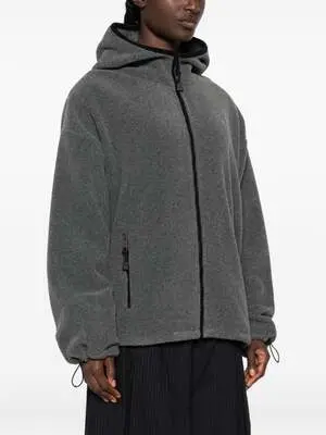 Miu Miu Fleece Blouson Jacket With Embroidered Logo And Drawstring Hem