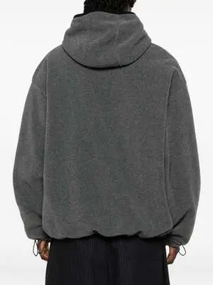 Miu Miu Fleece Blouson Jacket With Embroidered Logo And Drawstring Hem