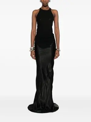 Rick Owens Black Ribbed Knit Racerback Asymmetrical Tank Top
