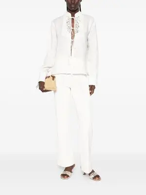 ERMANO SCERVINO Ermanno Scervino White Lace Panelled Linen Shirt