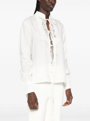 ERMANO SCERVINO Ermanno Scervino White Lace Panelled Linen Shirt