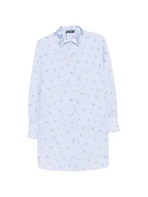 ERMANO SCERVINO Ermanno Scervino Oversized Striped Shirt With Lace Collar - Multicolor