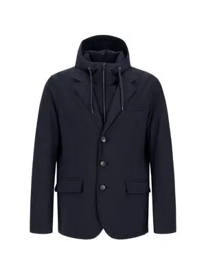 Herno Nylon Blazer Jacket With Drawstring Hood - Multicolor