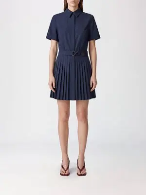 Loewe Pleated Belted Shirt Dress - Blue