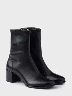 Prada Leather Zip Up Ankle Boots - Black