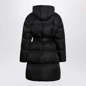Prada Re-nylon Long Down Jacket With Belt Bag