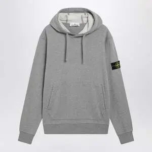 Stone Island Grey Melange Cotton Hoodie - Gray