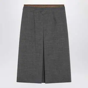 Prada Slate Grey Wool Skirt