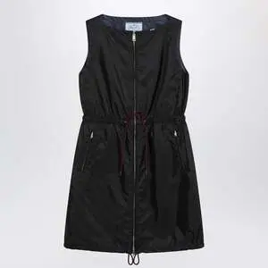 Prada Sleeveless Re-nylon Dress With Drawstring Waist - Black