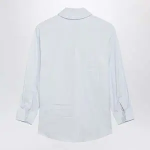 Prada Cotton Shirt With Integrated Neck Scarf - Blue