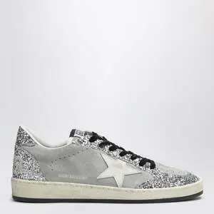 GOLDEN GOOSE Ball Star Sneakers With Silver Glitter Embellishments - Gray