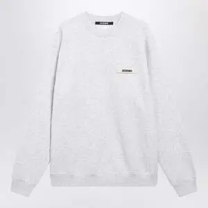 Jacquemus Crewneck Sweatshirt With Grosgrain Logo Detail - Gray