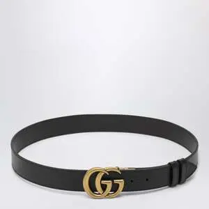 Gucci Reversible Grained Leather Belt With Double G Buckle - Black