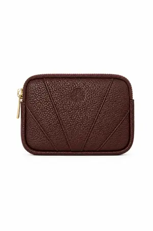 ROSZUAR Crin Almaira Textured Leather Zip Pouch - Chocolate