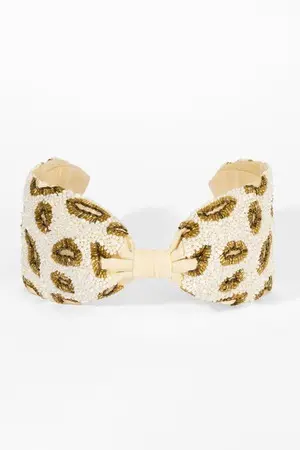 HAIR DRAMA CO. Embellished Leopard Print Headband With Knot Detail