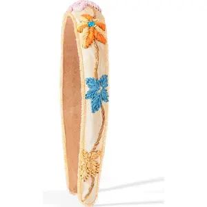 HAIR DRAMA CO Palm Isle Floral Hairband - Beige
